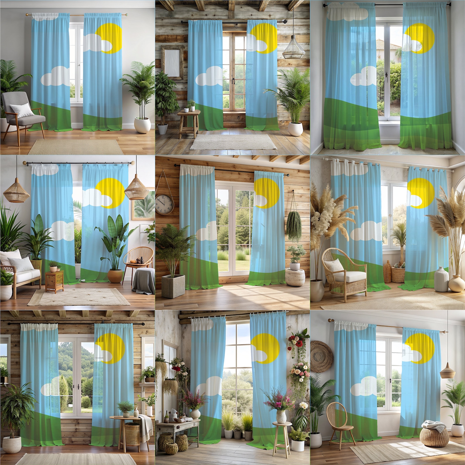 74x Window Curtain Mockup Bundle for Canva Ease Use Drag and Drop PNG ...