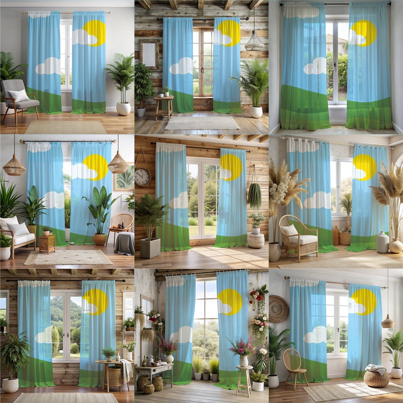 74x Window Curtain Mockup Bundle for Canva Ease Use Drag and Drop PNG ...