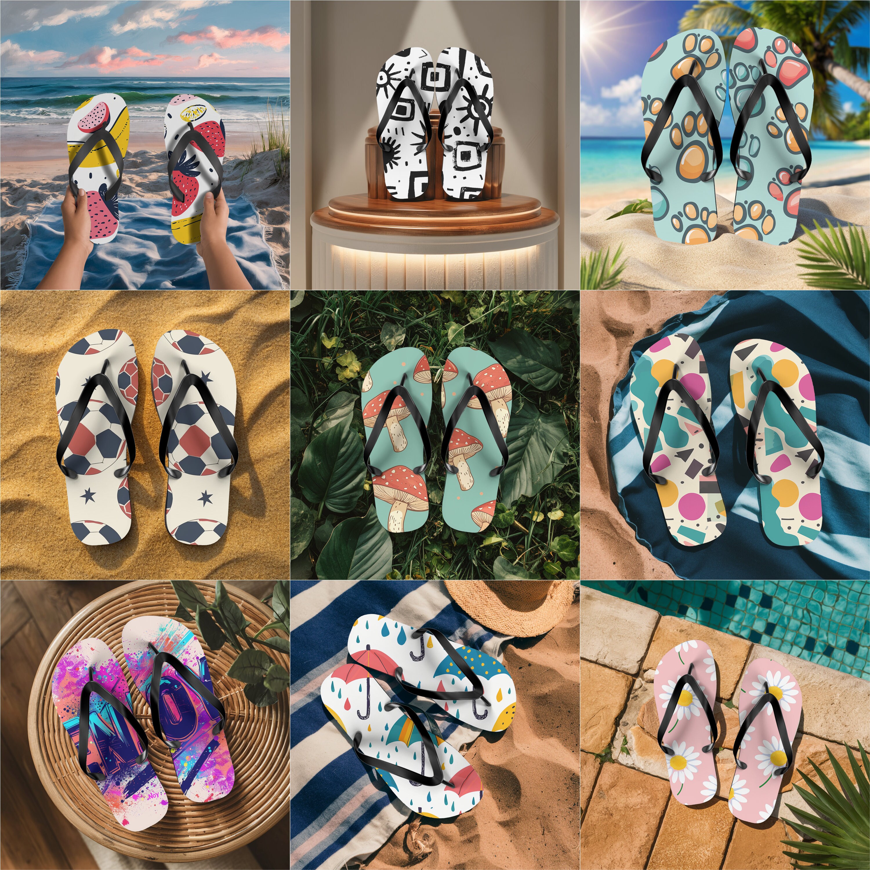 20x Flip Flops Mockup Bundle for Canva Easy Use Flip Flop Mockups PNG ...