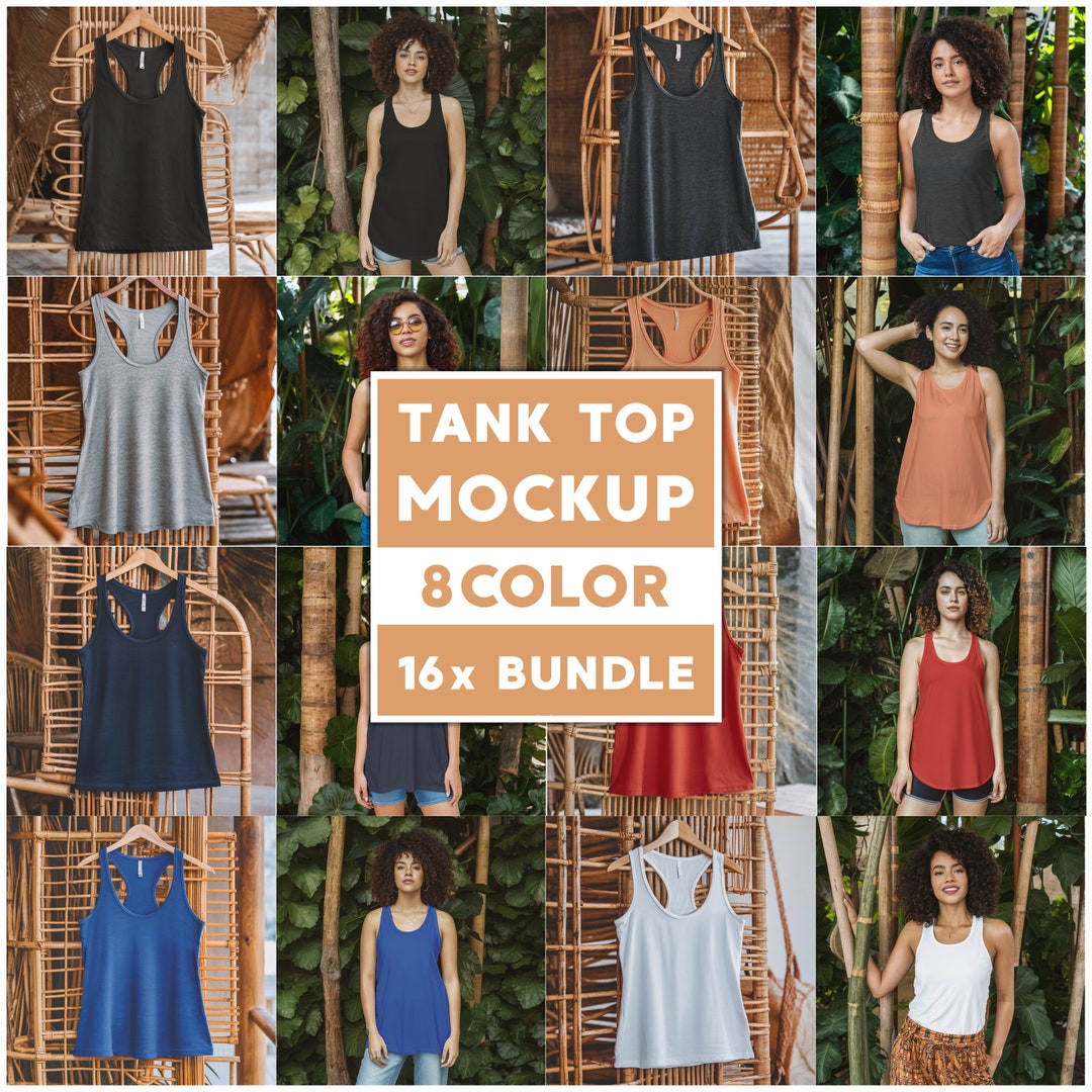 16x Tank Top Mockup Bundle Next Level 1533 Mockups Boho Themed Women's ...