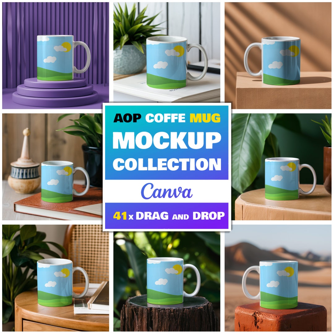 41x Coffe Mug Mockup Bundle AOP Coffee Mug Mockups Canva Easy Use Mug ...
