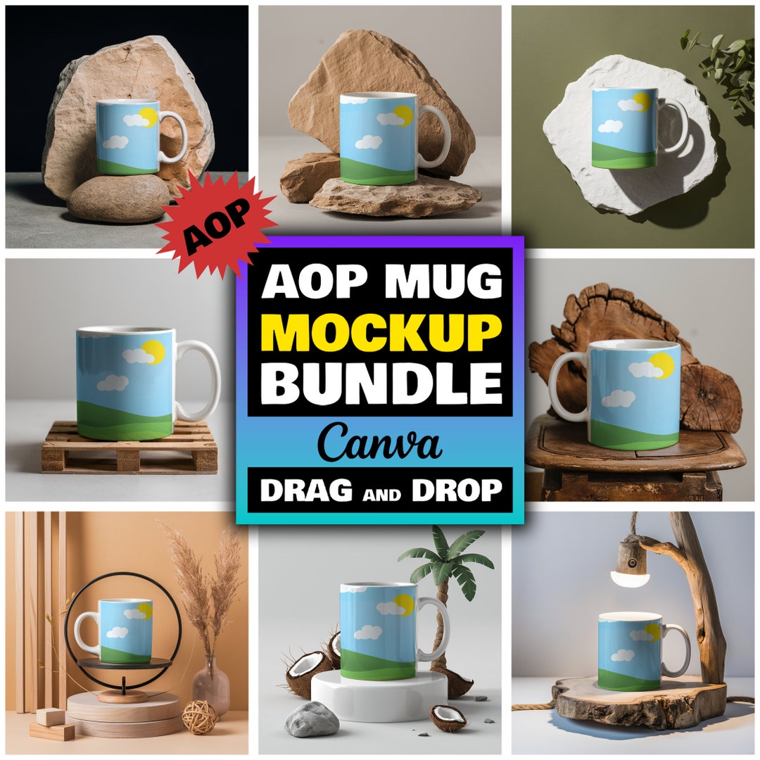 AOP Mug Mockup Bundle 10x Coffee Mug Mockups Canva Easy Use Mug Store ...
