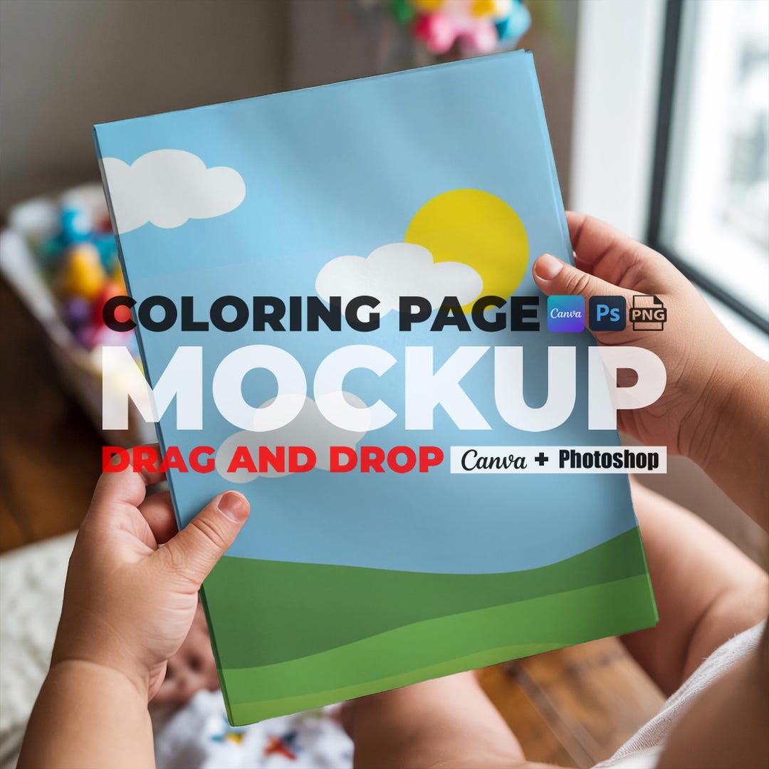 Coloring Page Mockup for Canva and Photoshop Template, KDP Mockup ...