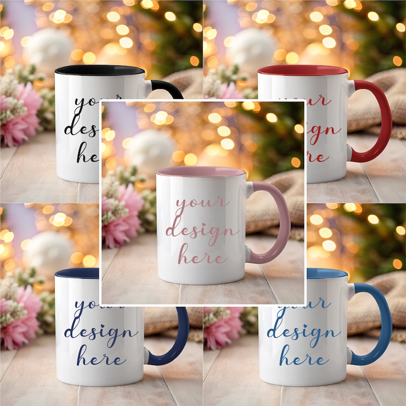 40x Accent Coffee Mug Mockup Bundle White Ceramic Colored Inside Mugs ...