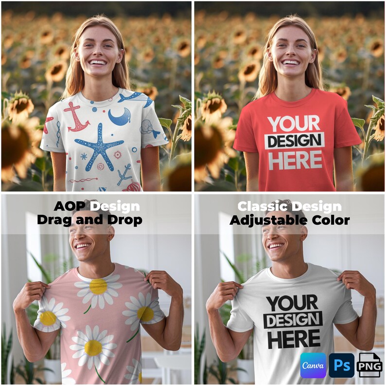 93x AOP T-shirt Mockup Bundle, Bella Canvas 3001 Mockups Canva and ...