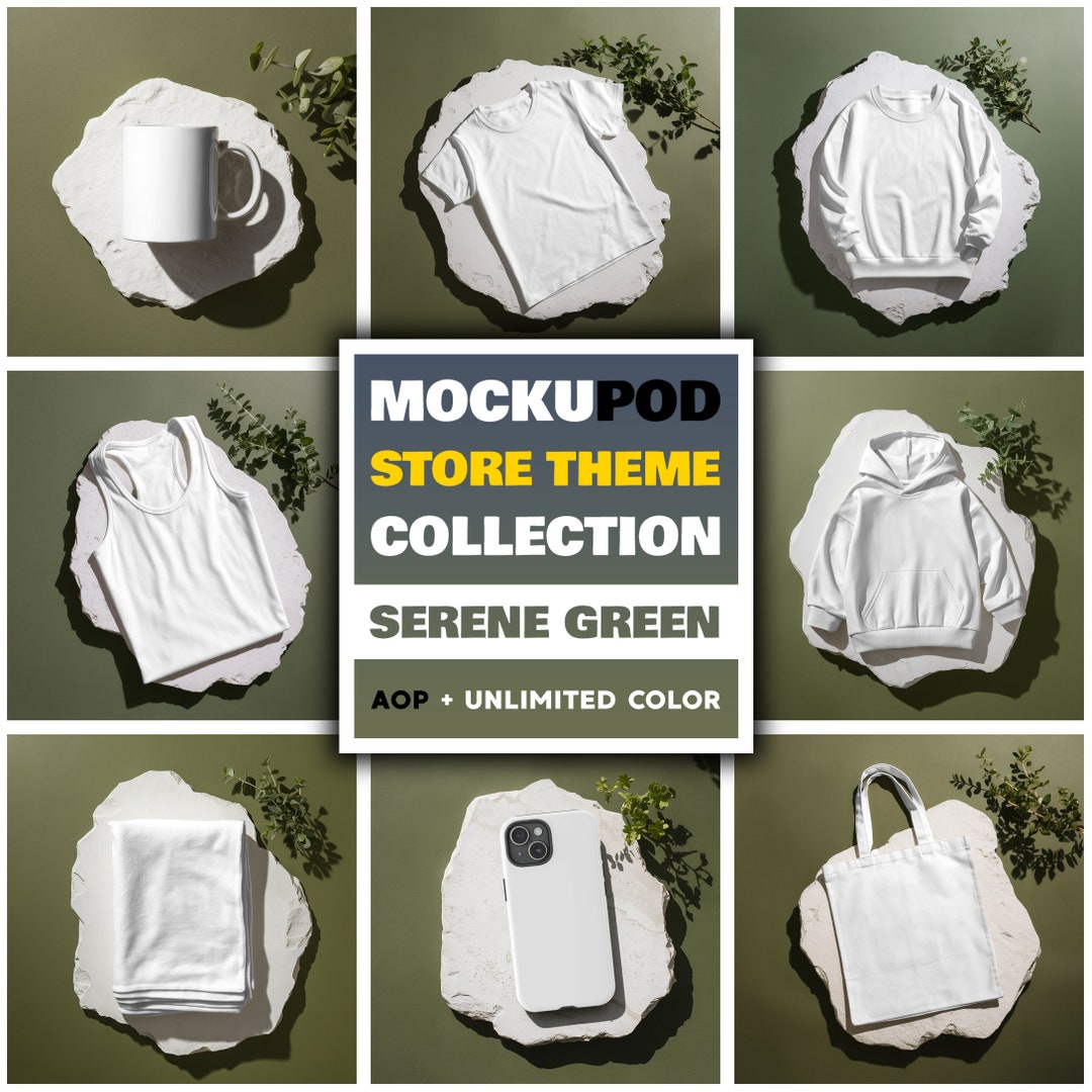 Mockupod Serene Green Store Theme Mockup Bundle Easy Use Canva ...