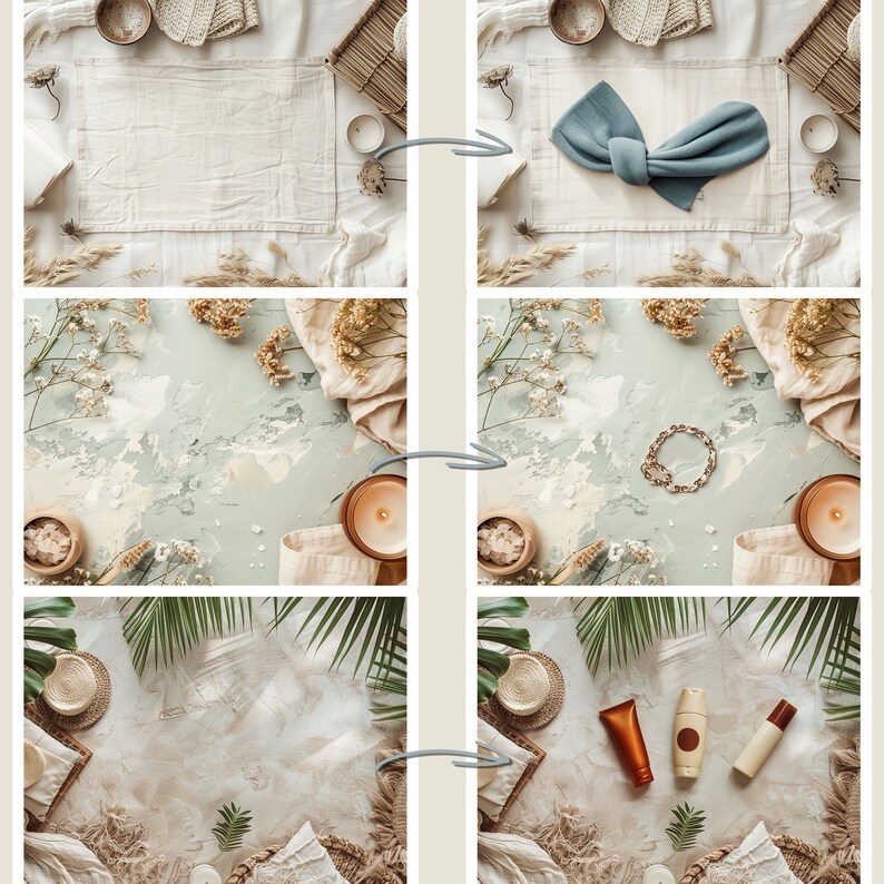 50x Boho Table Flat Lay Mockup Bundle Add Your Own Products, Digital ...