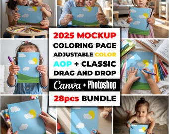 Coloring Page Mockup for Canva and Photoshop, Color Page Mockups ...