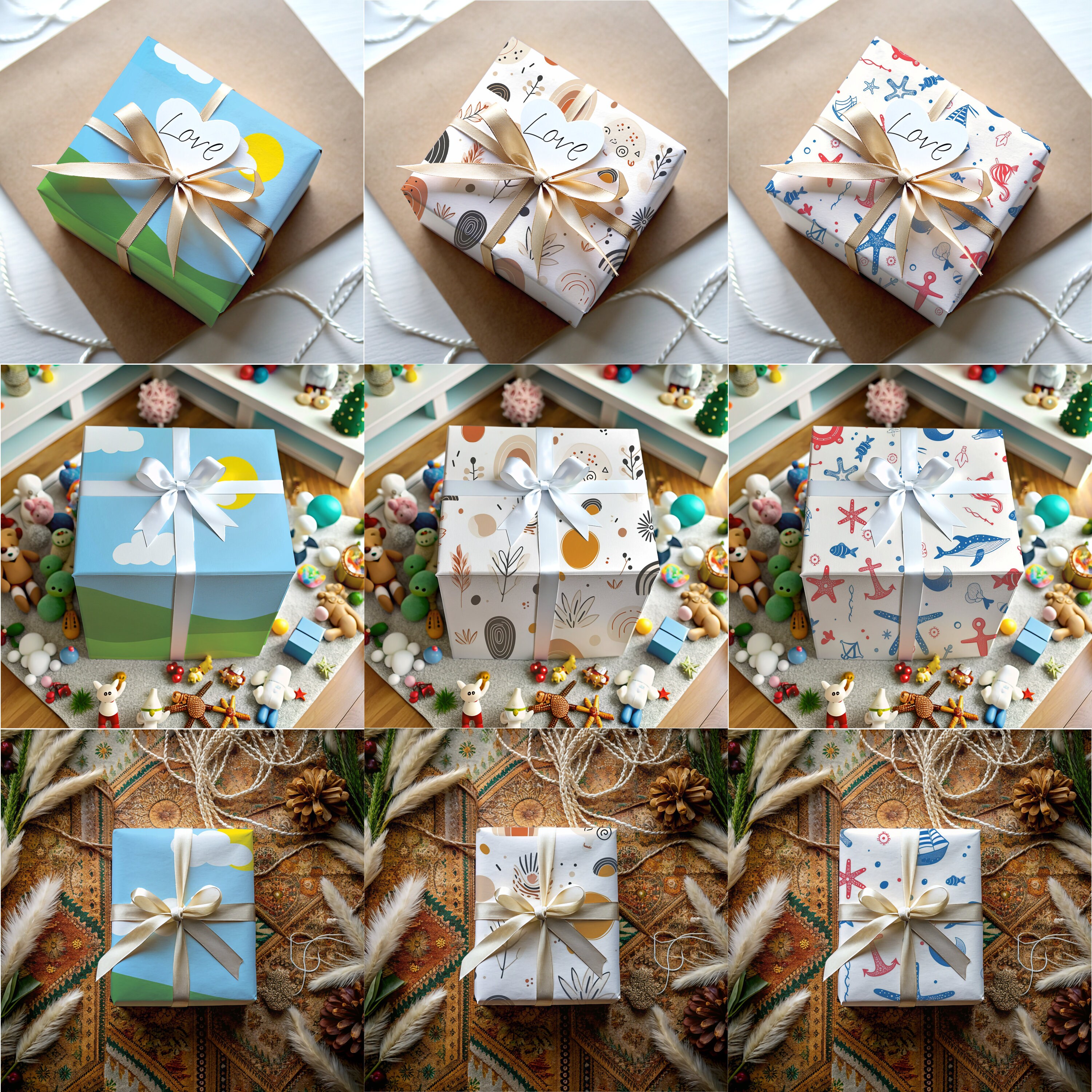 80x Gift Box and Wrapping Paper Mockup Bundle for Canva Easy Use ...