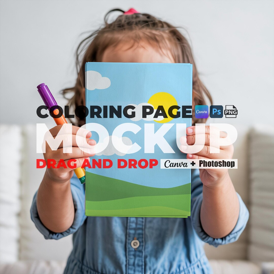 Coloring Page Mockup for Canva and Photoshop Template, KDP Mockup ...