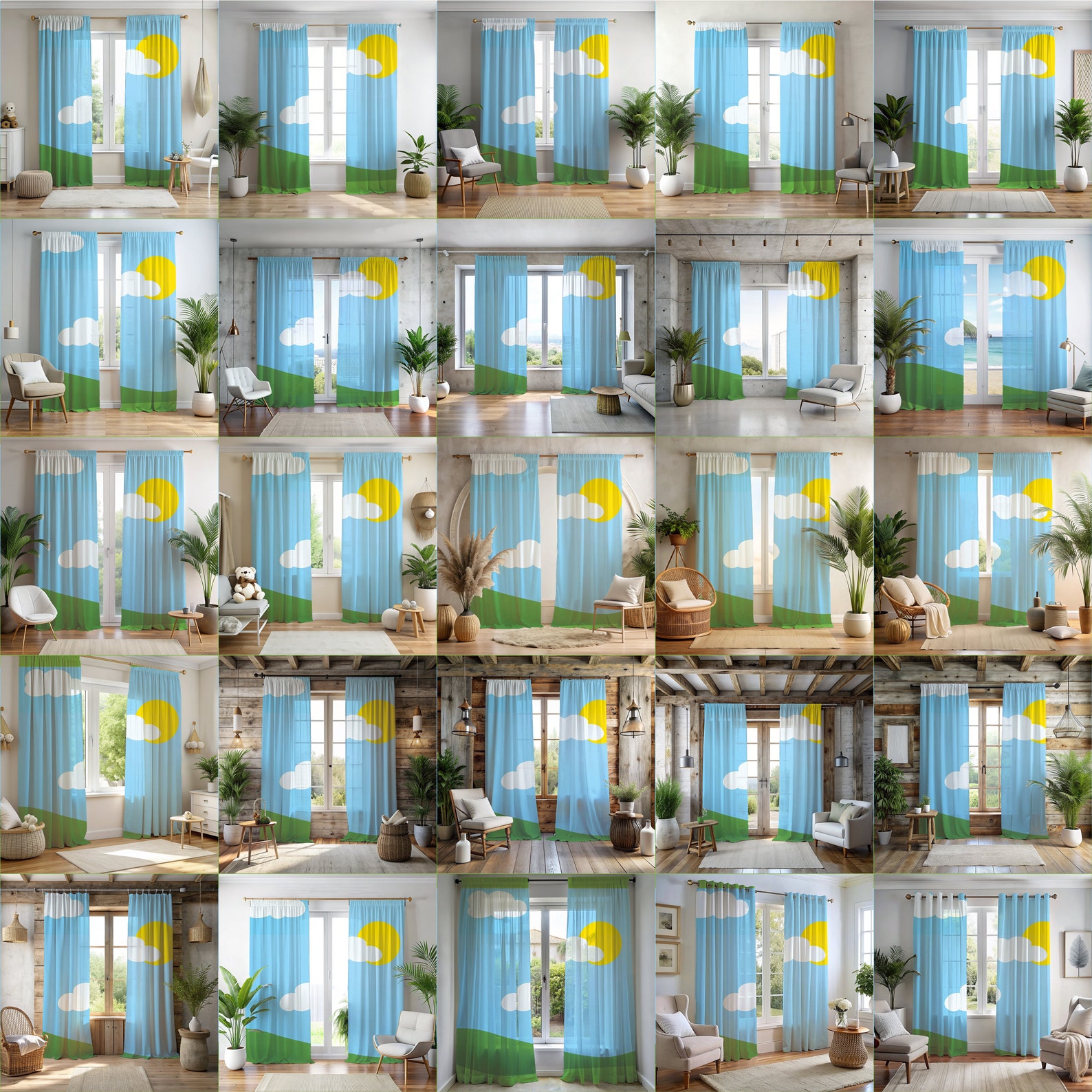 74x Window Curtain Mockup Bundle for Canva Ease Use Drag and Drop PNG ...