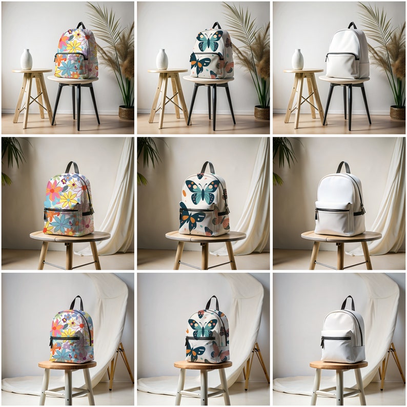 16x Sublimation AOP Backpack Mockup Bundle With Transparent AOP ...