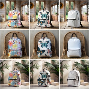 16x Sublimation AOP Backpack Mockup Bundle With Transparent AOP ...