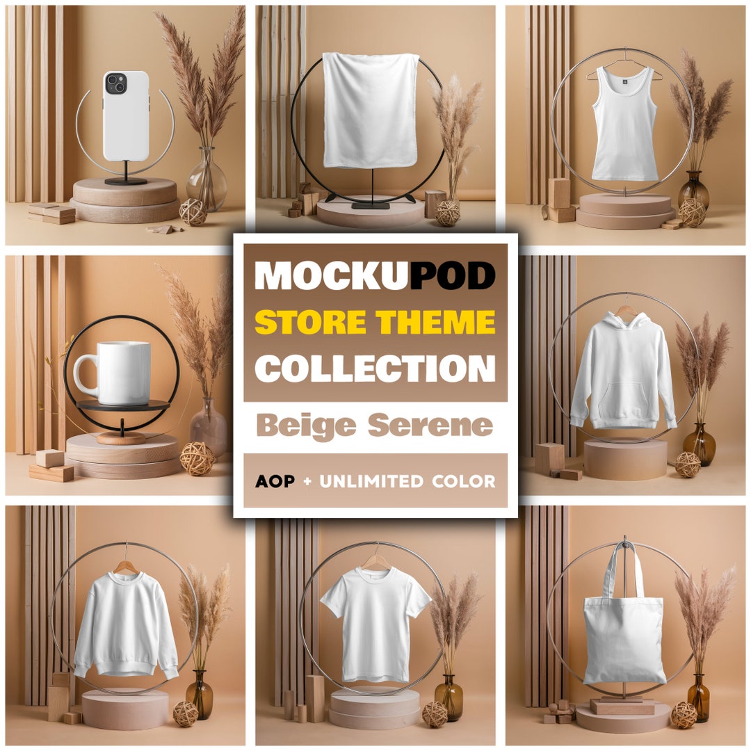 Mockupod Beige Serene Store Theme Mockup Bundle Easy Use Canva ...