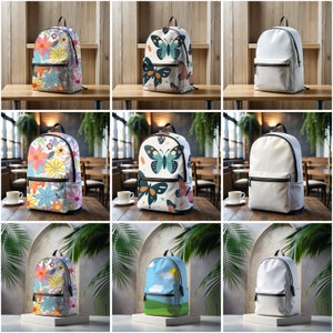 16x Sublimation AOP Backpack Mockup Bundle With Transparent AOP ...