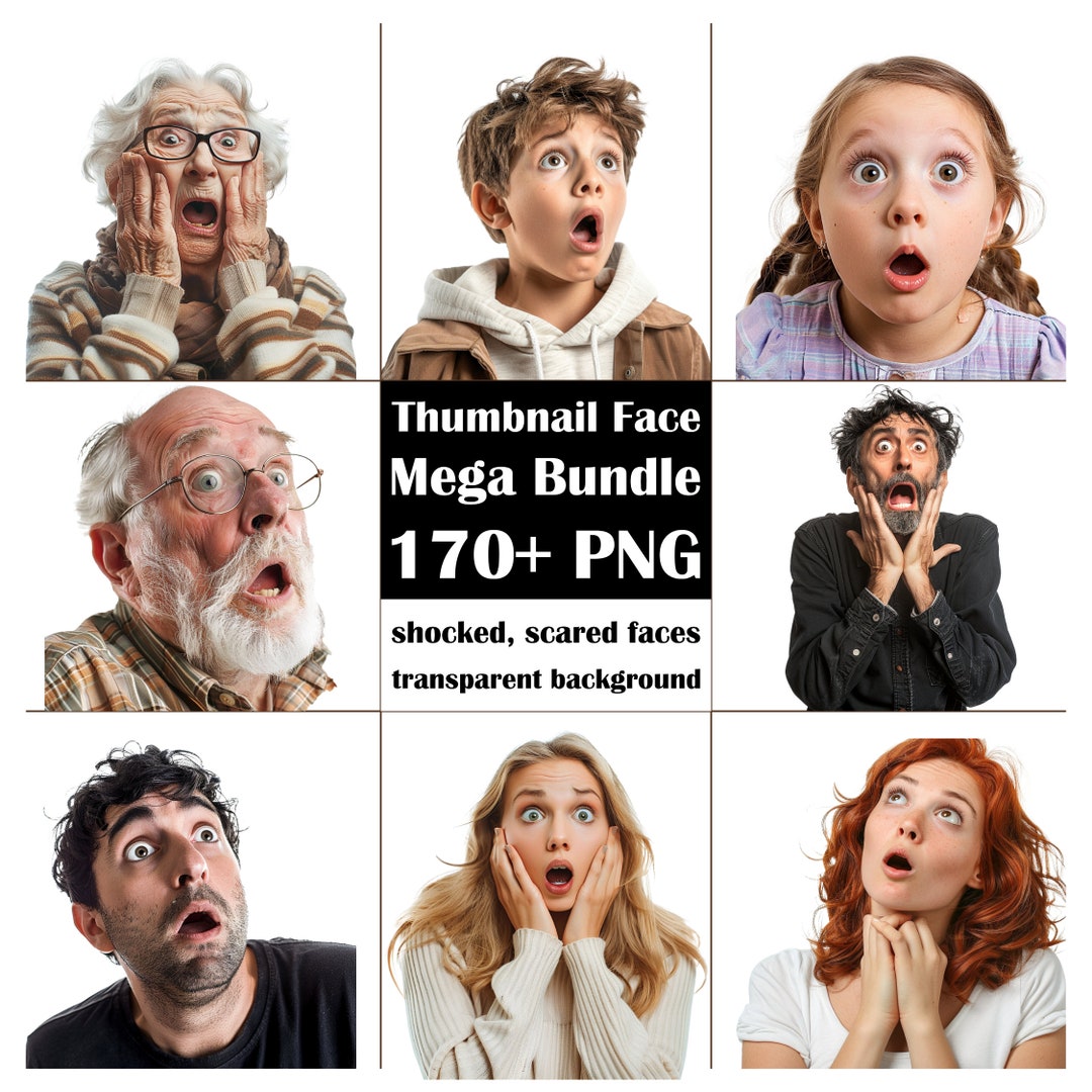170+ Youtube Thumbnail Face Mega Bundle for Video Small Image Scared ...