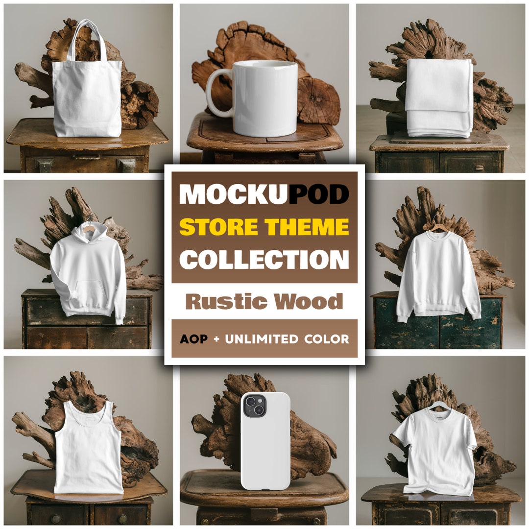 Mockupod Rustic Wood Store Theme Mockup Bundle Easy Use Canva ...