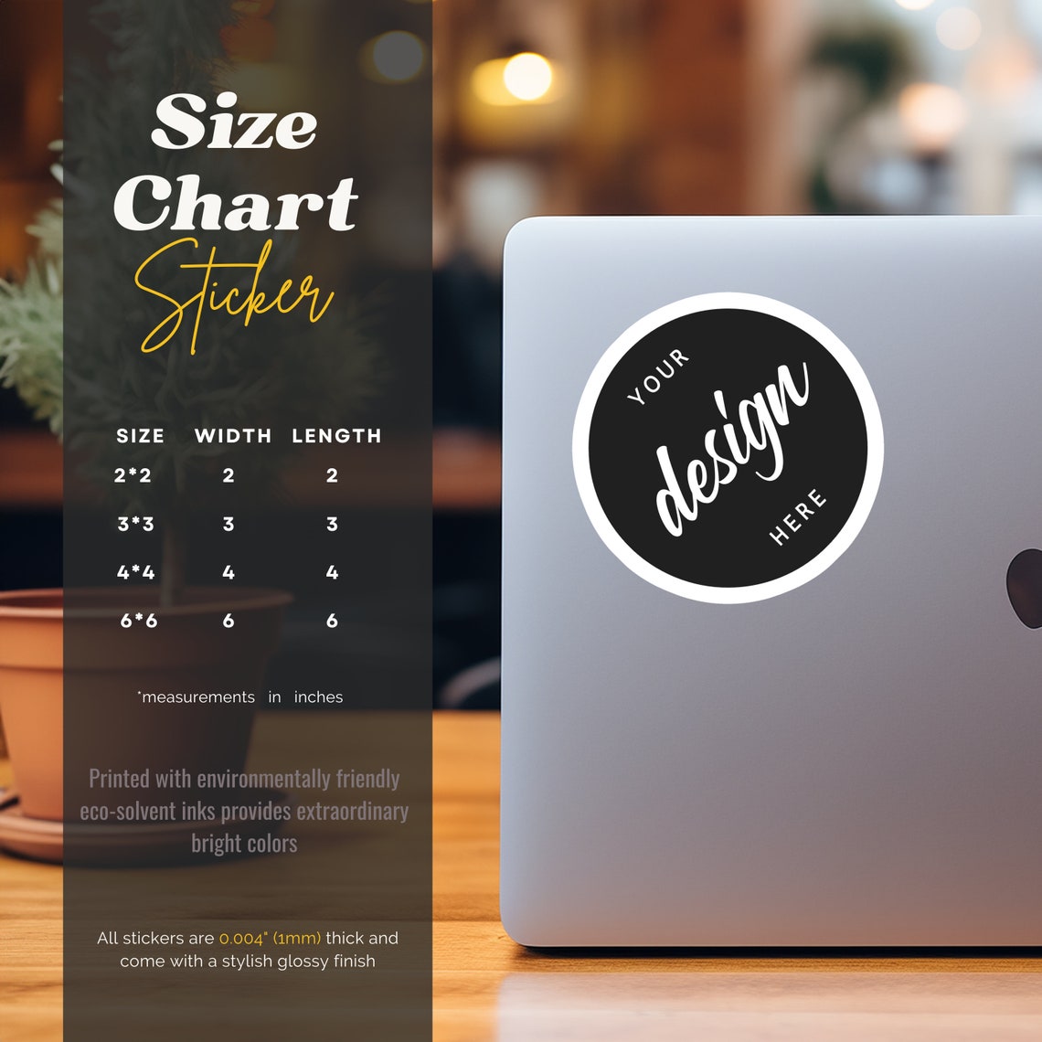 Printify Sticker Size Chart Mockup, Sticker Size Chart Mockup, Kiss Cut ...
