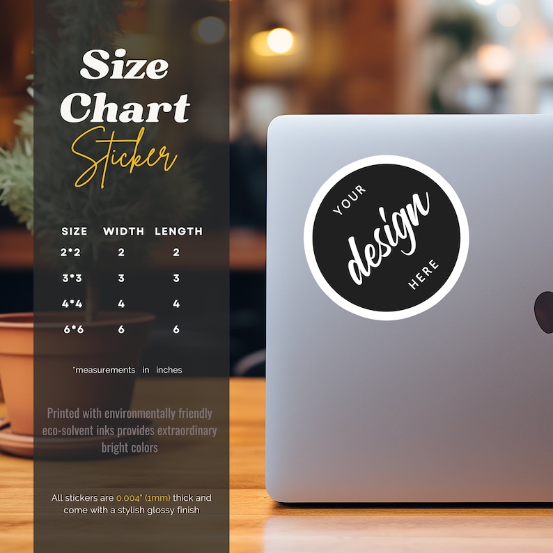 Printify Sticker Size Chart Mockup, Sticker Size Chart Mockup, Kiss Cut ...