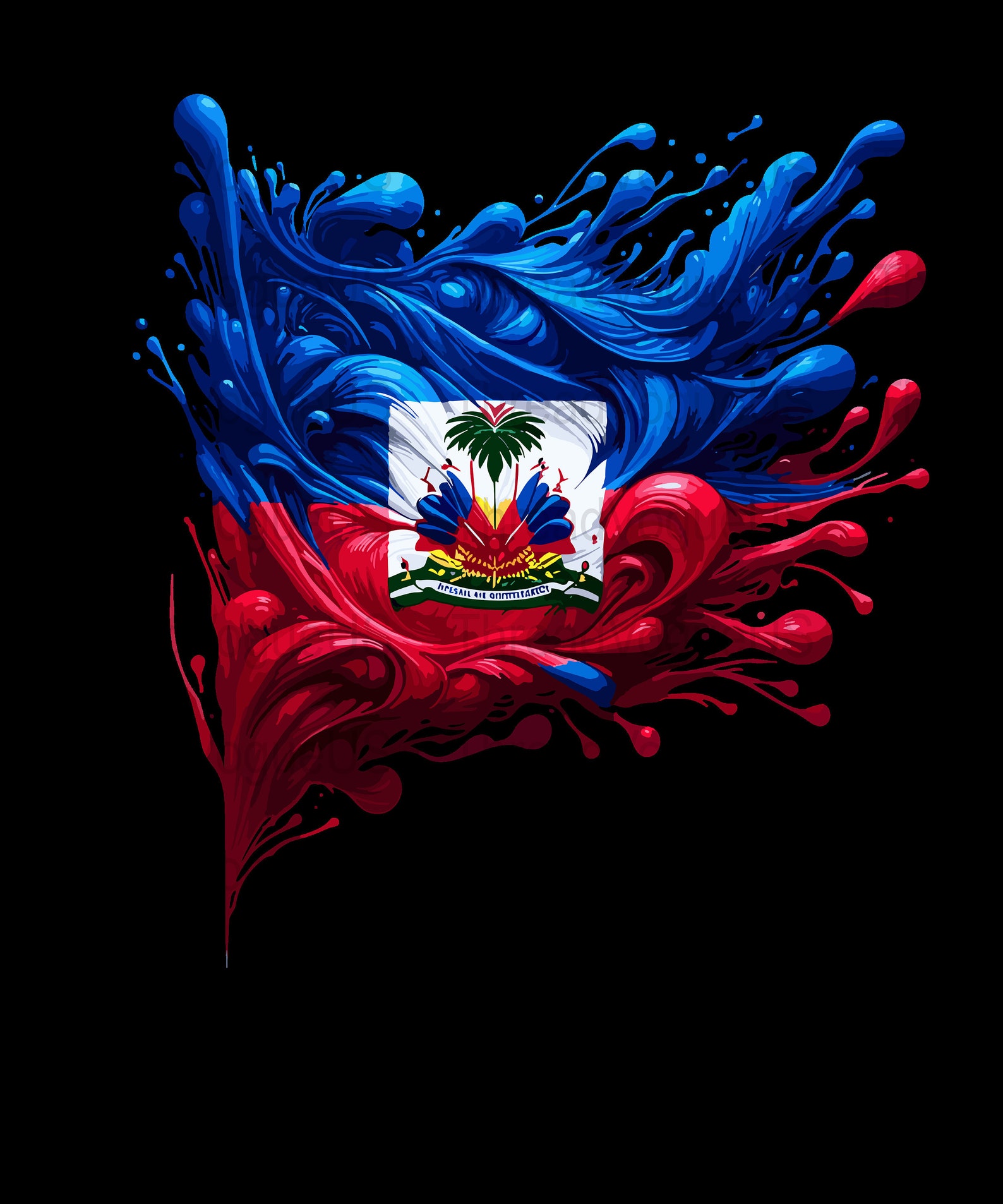 Haitian Flag Art T-shirt, Digital Download, Vibrant Watercolor Splash ...