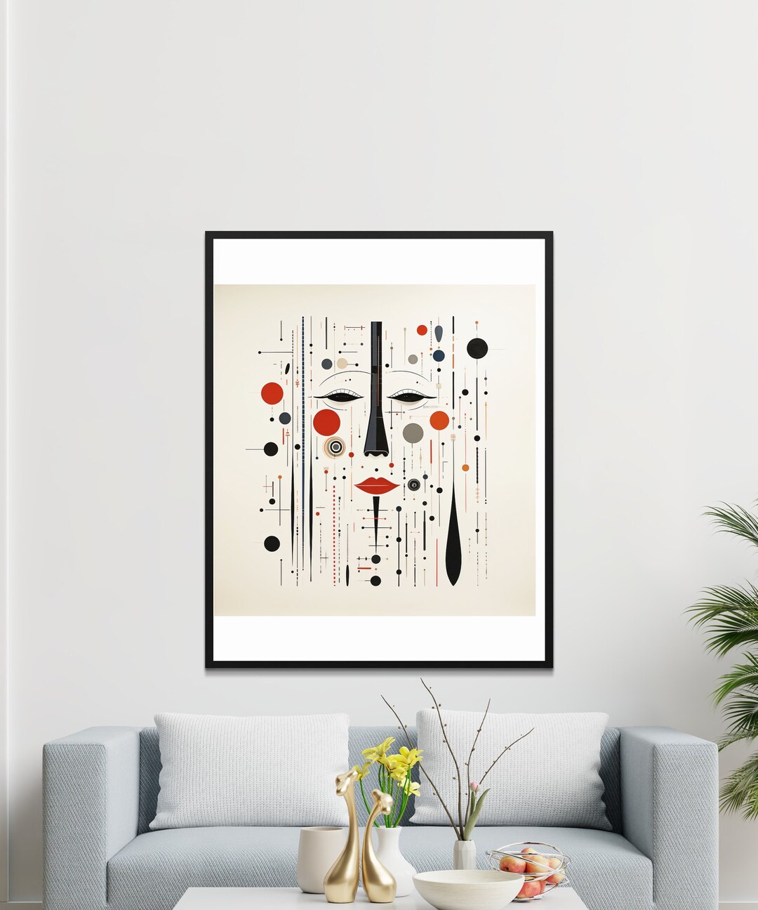 Modern Abstract Face Digital Print, Geometric Wall Art, Contemporary ...