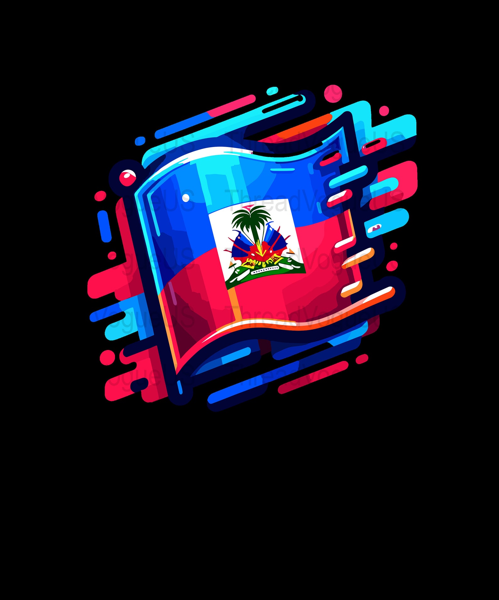 Haitian Flag Art T-shirt Design, Digital Download, Vibrant Haiti Pride ...