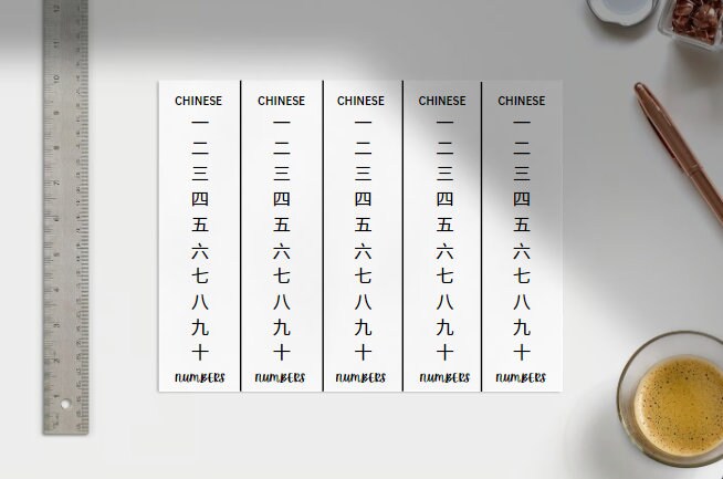 Printable Chinese Numbers Bookmarks - Teaching Tool - Etsy