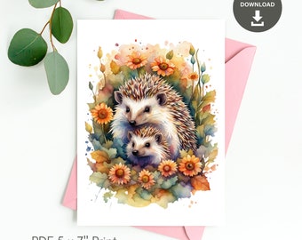 Hedgehog Card Digital Download Printable - Etsy