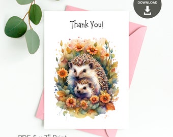 Hedgehog Card Digital Download Printable - Etsy