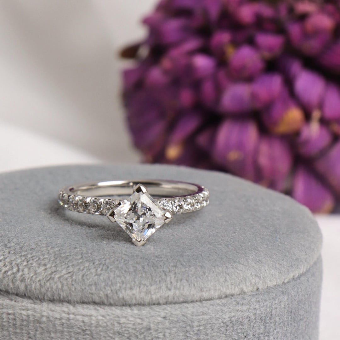 Dawn: Kite-set Princess Cut Lab-grown Diamond Engagement Ring - Etsy