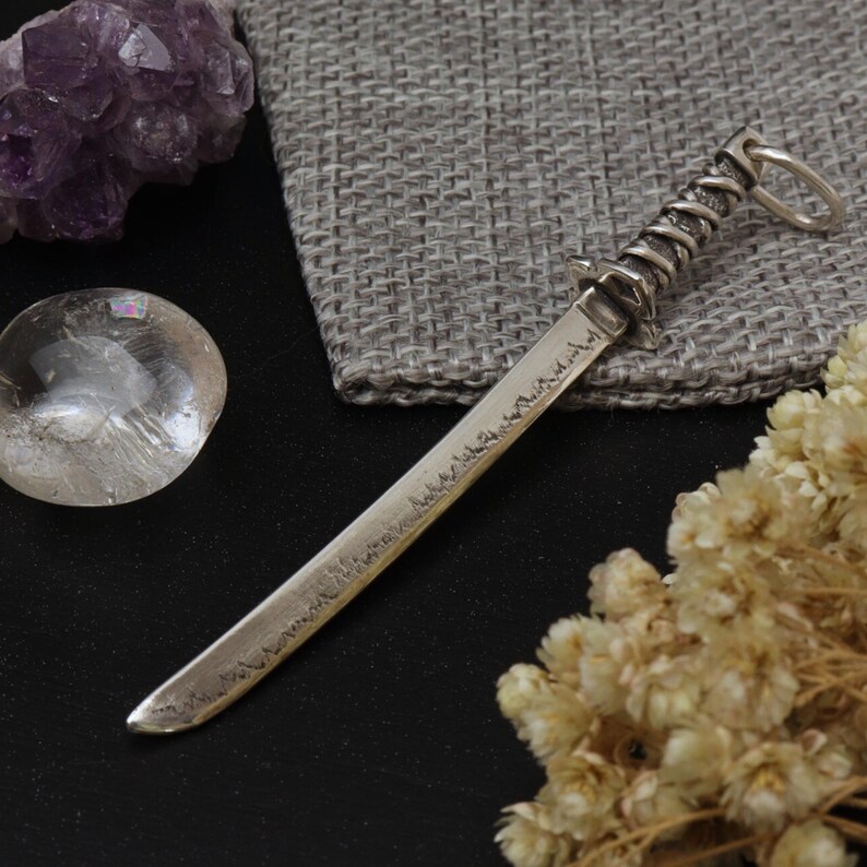 Ronin Sword Necklace, Forged Sterling Silver Katana Pendant With Chain ...