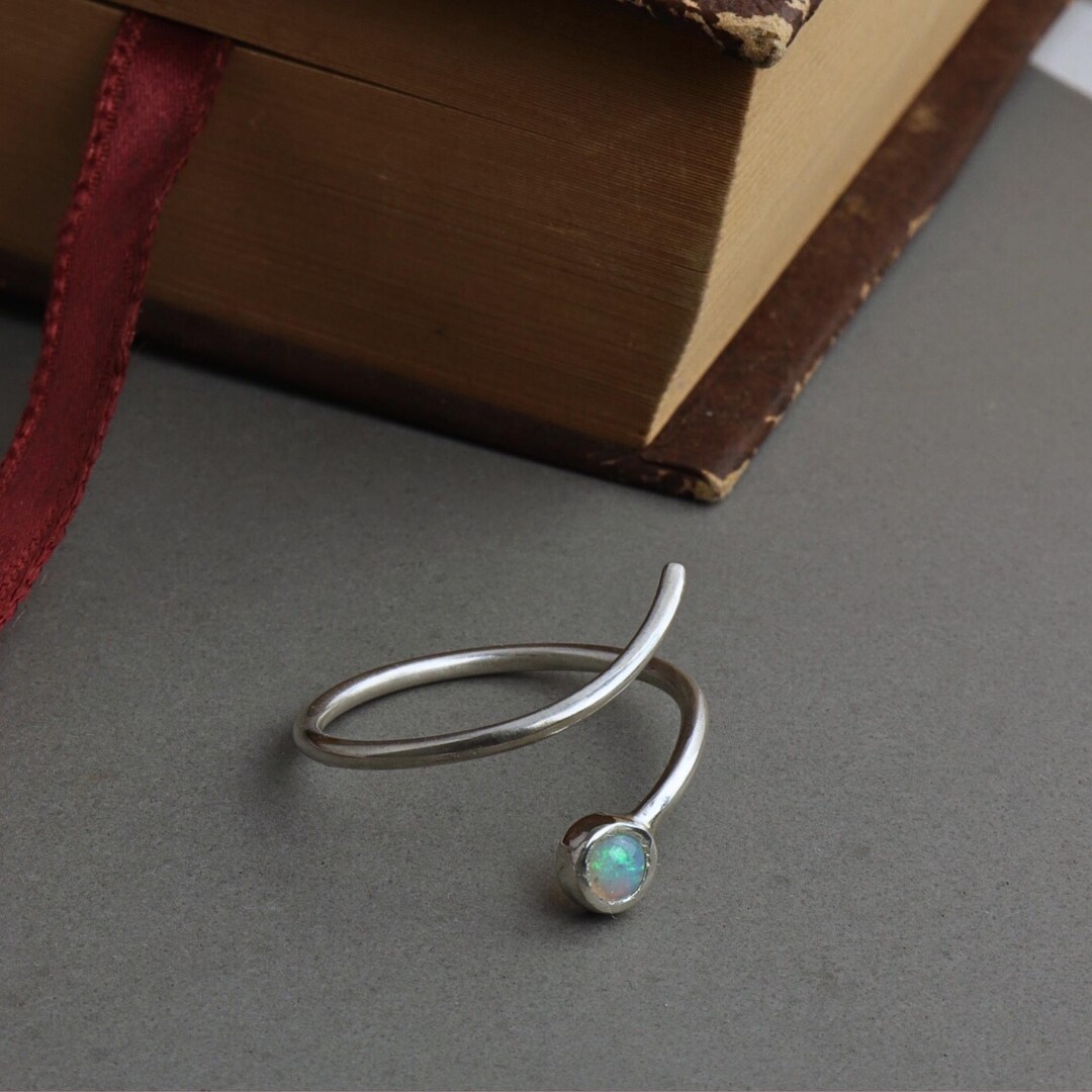 Adjustable Gemstone Ring, Handcrafted Sterling Silver Fantasy Ring With ...