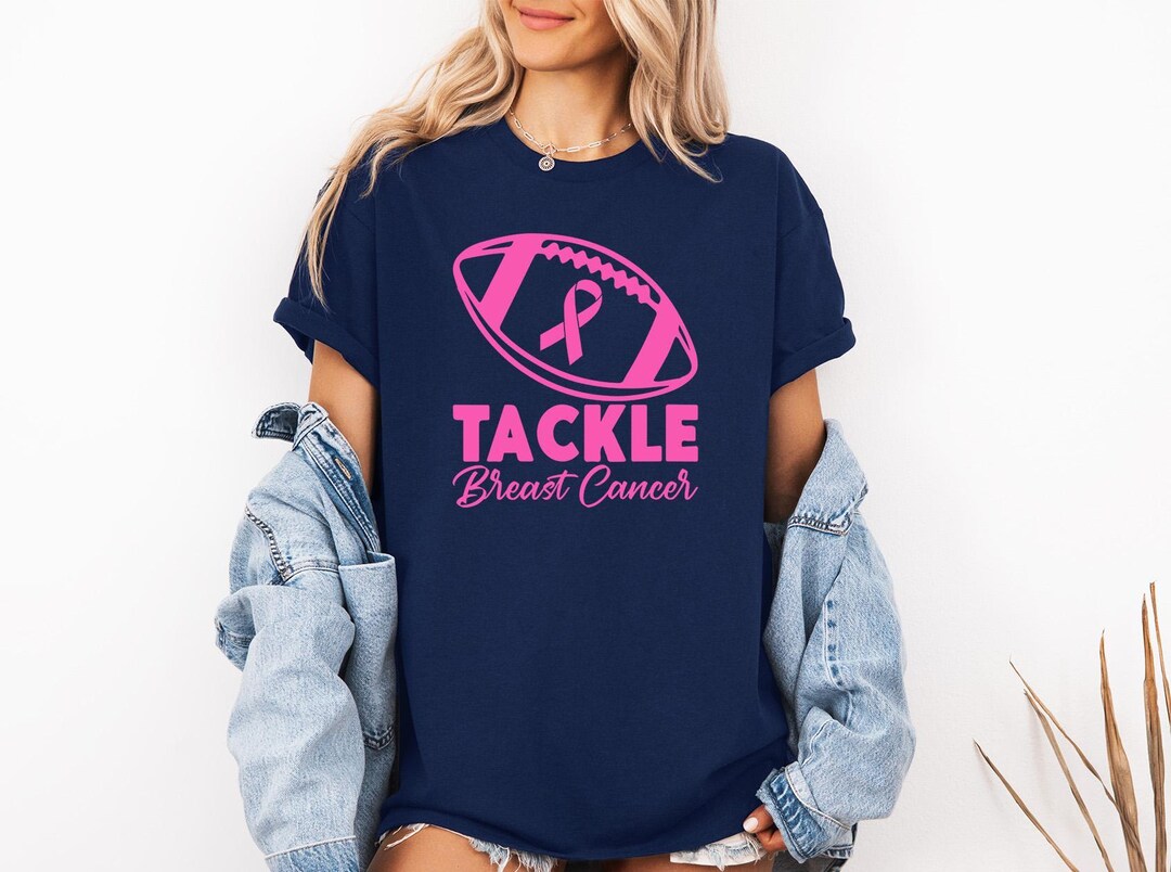 Football Pink Ribbon Breast Cancer Awareness Tee: Game Day Support - Etsy