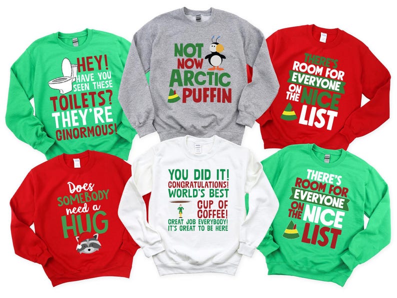 Elf Movie Quote Shirts, Buddy the Elf Tees, Cotton-headed, Christmas ...