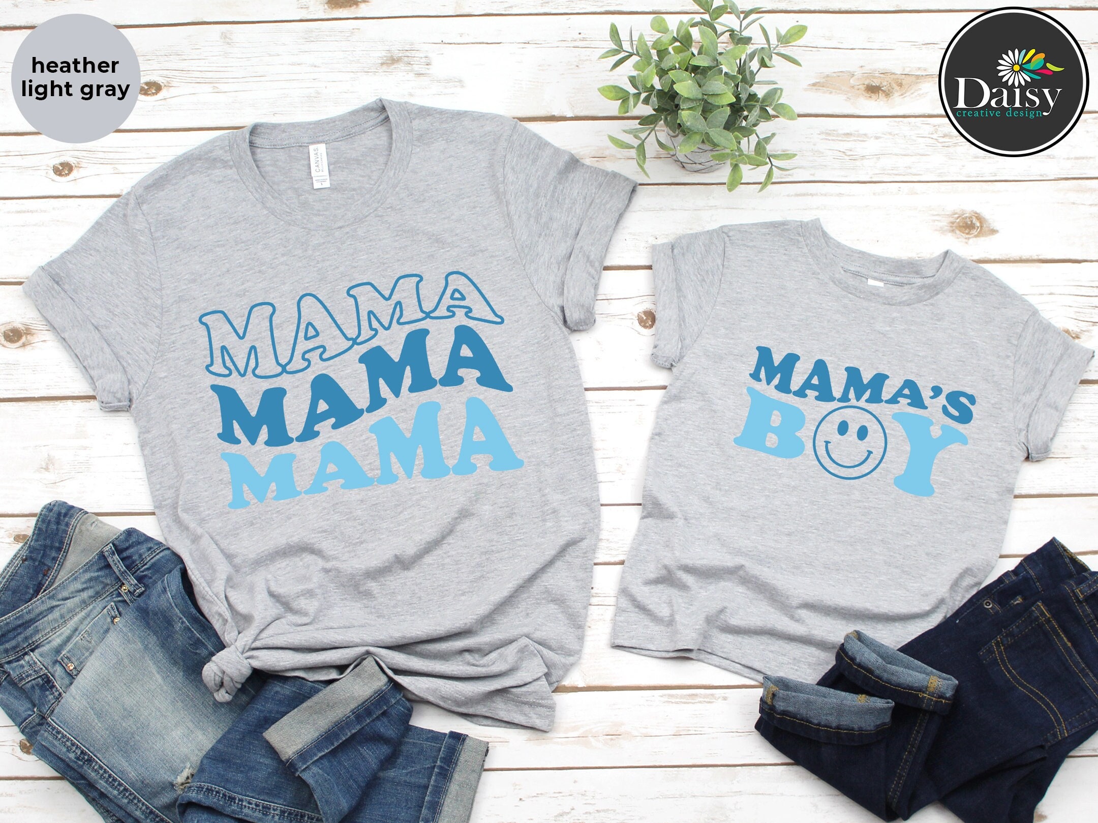 Retro Mother Son Matching Shirts and Baby Bodysuit Mama Mamas Boy ...