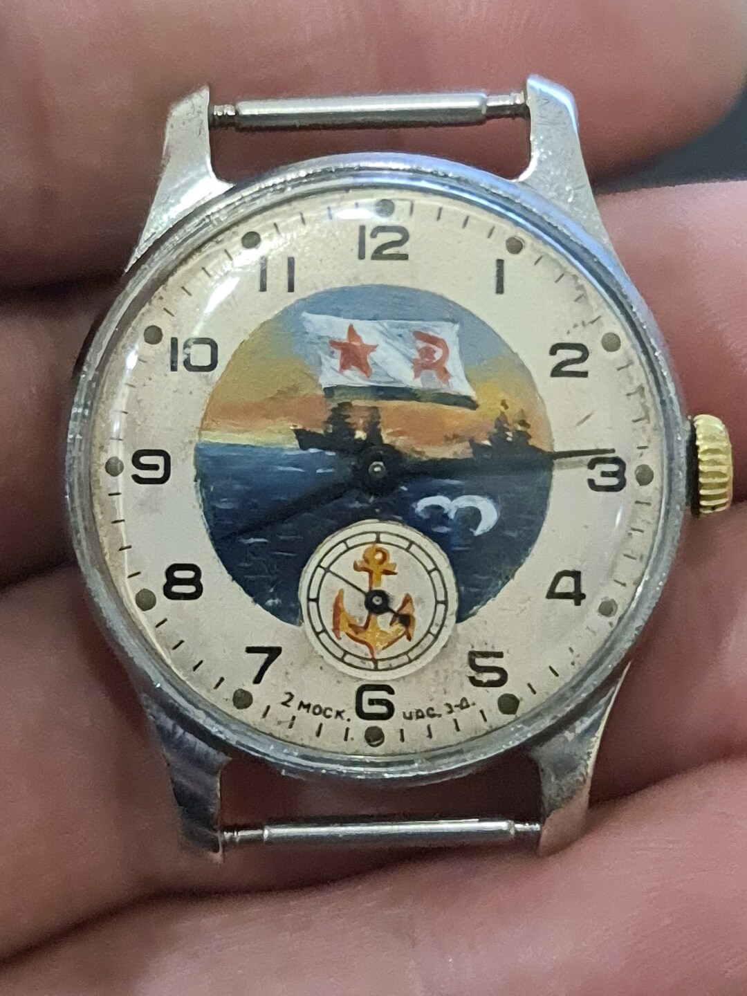 Vintage Men's Mechanical Watch With Hand-painted Dial - Etsy