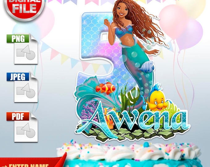 Little Mermaid Ariel Cake Topper, Mermaid Treat Favor Boxes, Under the ...