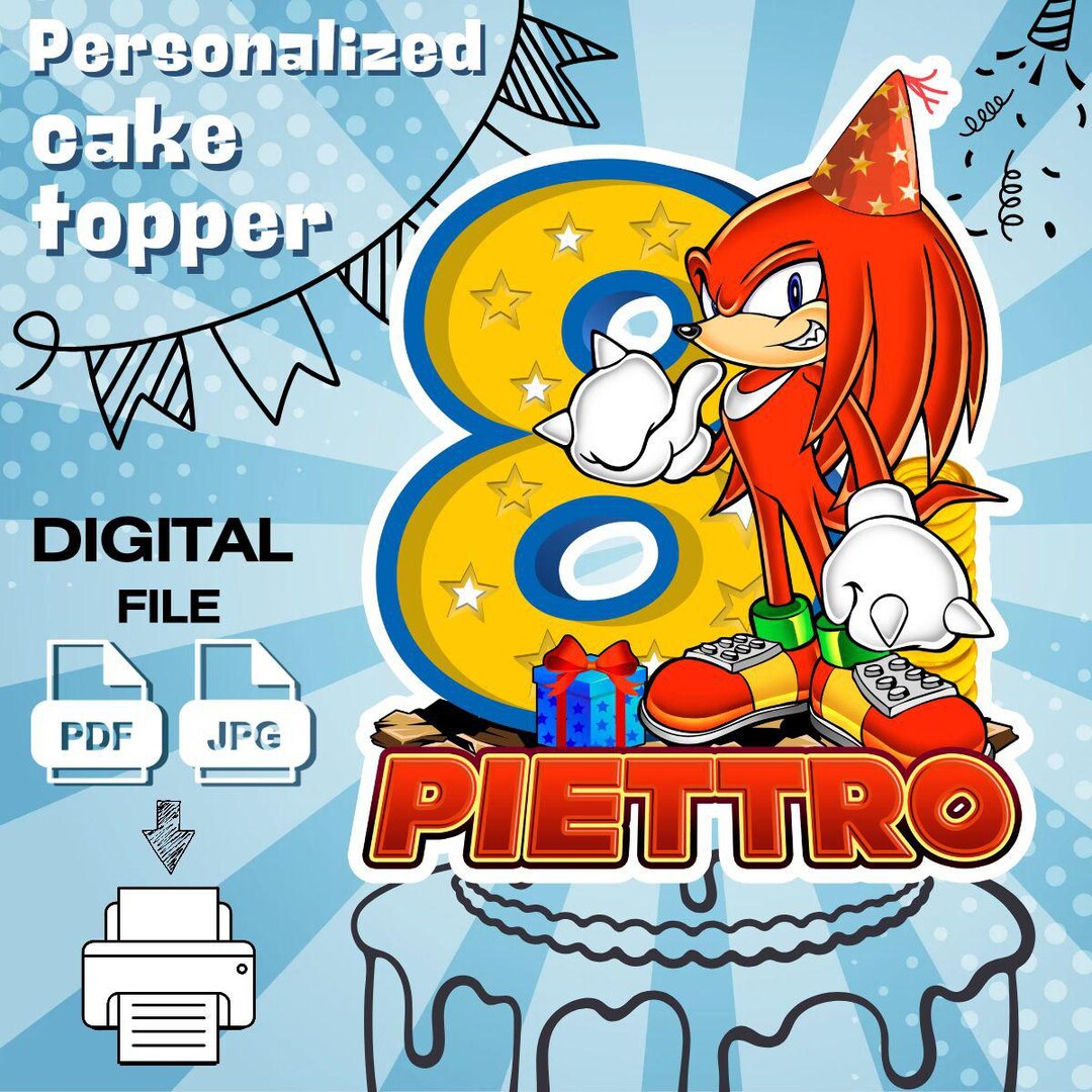 Knuckles the Echidna Cake Topper, Digital File Jpg, Pdf. - Etsy