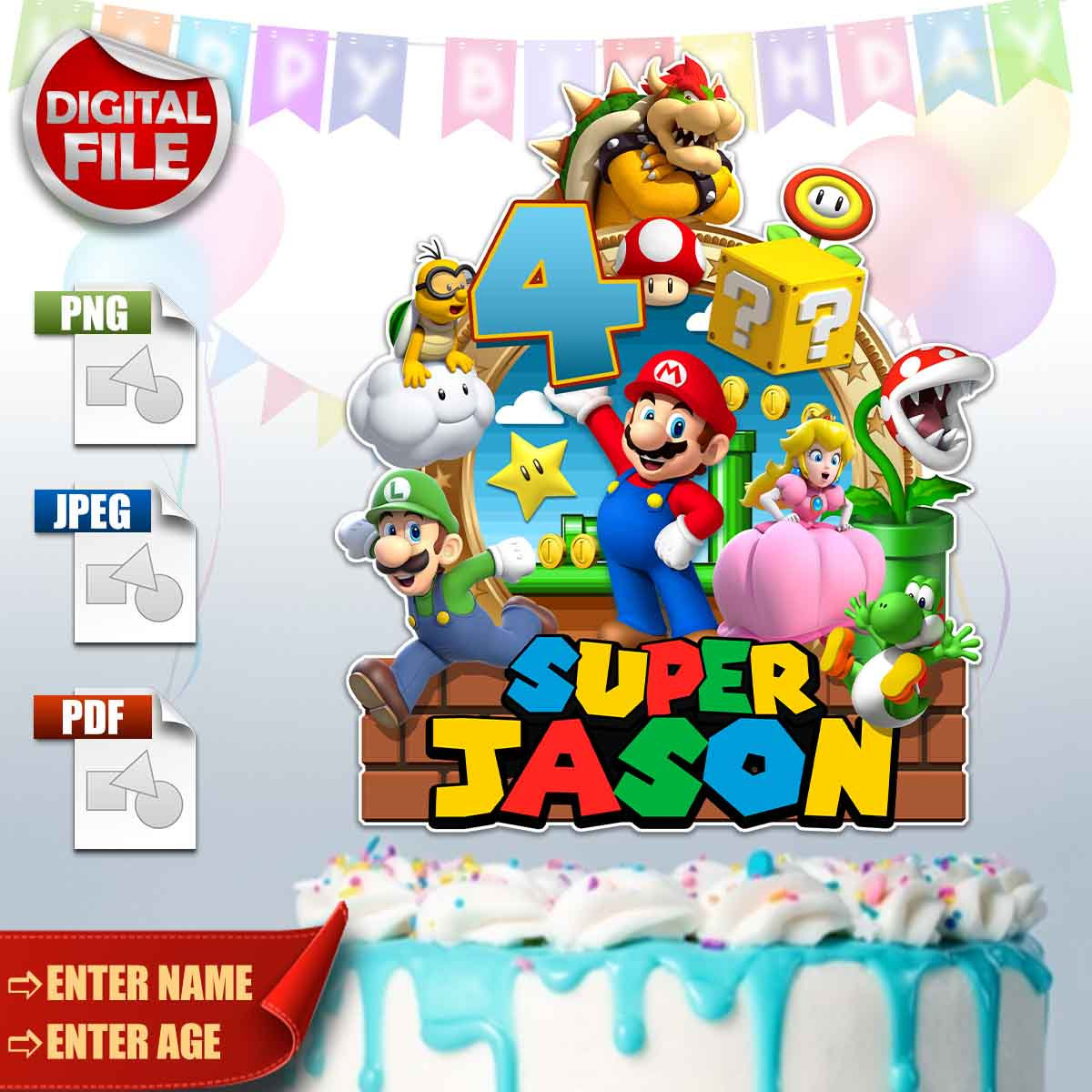 Cake Topper, Digital File Jpg, Pdf, Png - Etsy