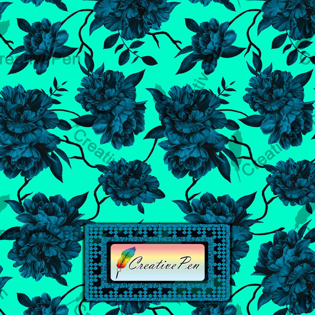 Great Dress Pattern, Big Blue Flowers and Fine Graceful Branches and ...