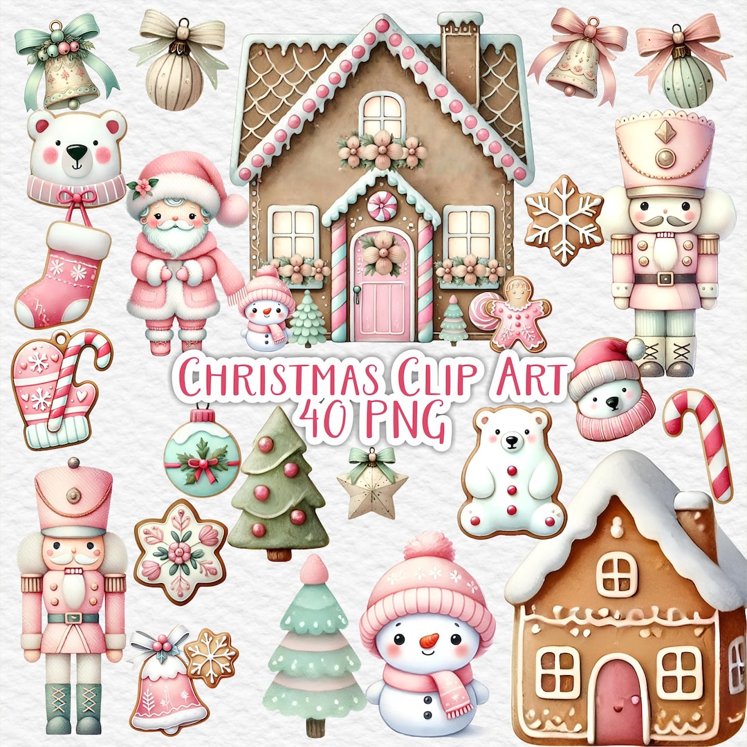 Christmas Clipart, Cute Holiday Clipart Set, Watercolor Christmas Decor ...