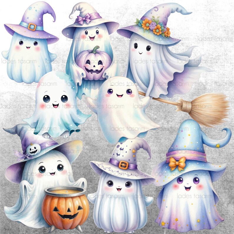 Watercolor Halloween Clipart , Cute Halloween Watercolor Clipart ...