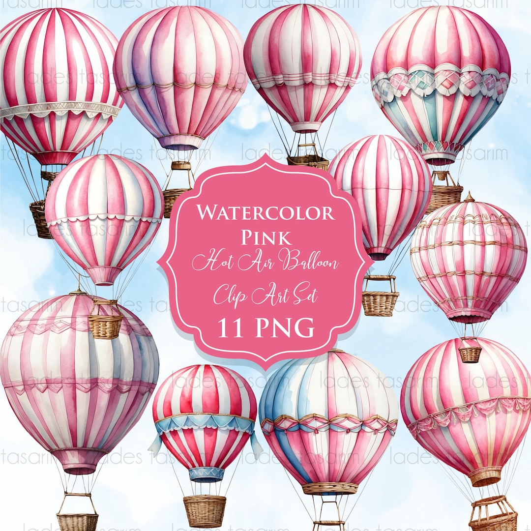 Hot Air Balloon Clipart , Pink Hot Air Balloons , Baby Shower Clipart ...