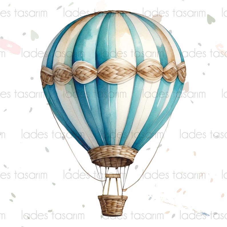 Hot Air Balloon Clipart , Blue Hot Air Balloons , Digital Download ...