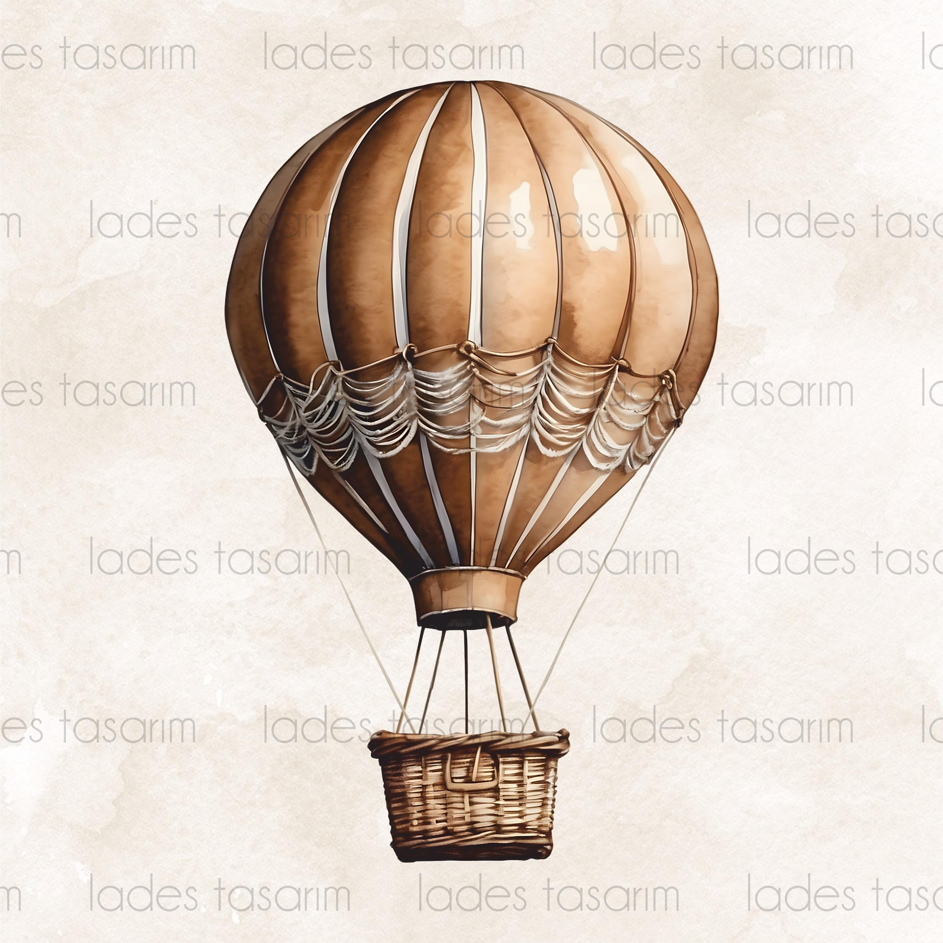 Hot Air Balloon Clipart, Brown Hot Air Balloons, Digital Download, Baby ...