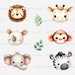 Watercolor Safari Animals Clipart, Baby Animal PNG (digital Download ...