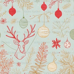 Christmas Digital Paper Set, Snowflake Wallpaper, Christmas Tree ...
