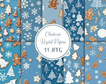 Christmas Digital Paper, Holiday Scrapbook Papers, Snowflake Wallpaper ...