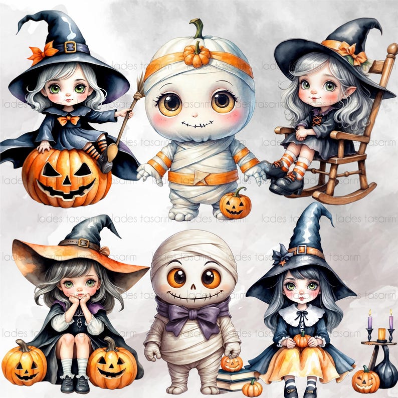 Watercolor Halloween Clipart , Cute Halloween Watercolor Clipart ...