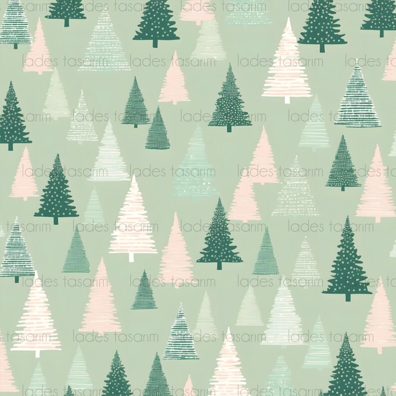 Christmas Digital Paper Set, Snowflake Wallpaper, Christmas Tree ...